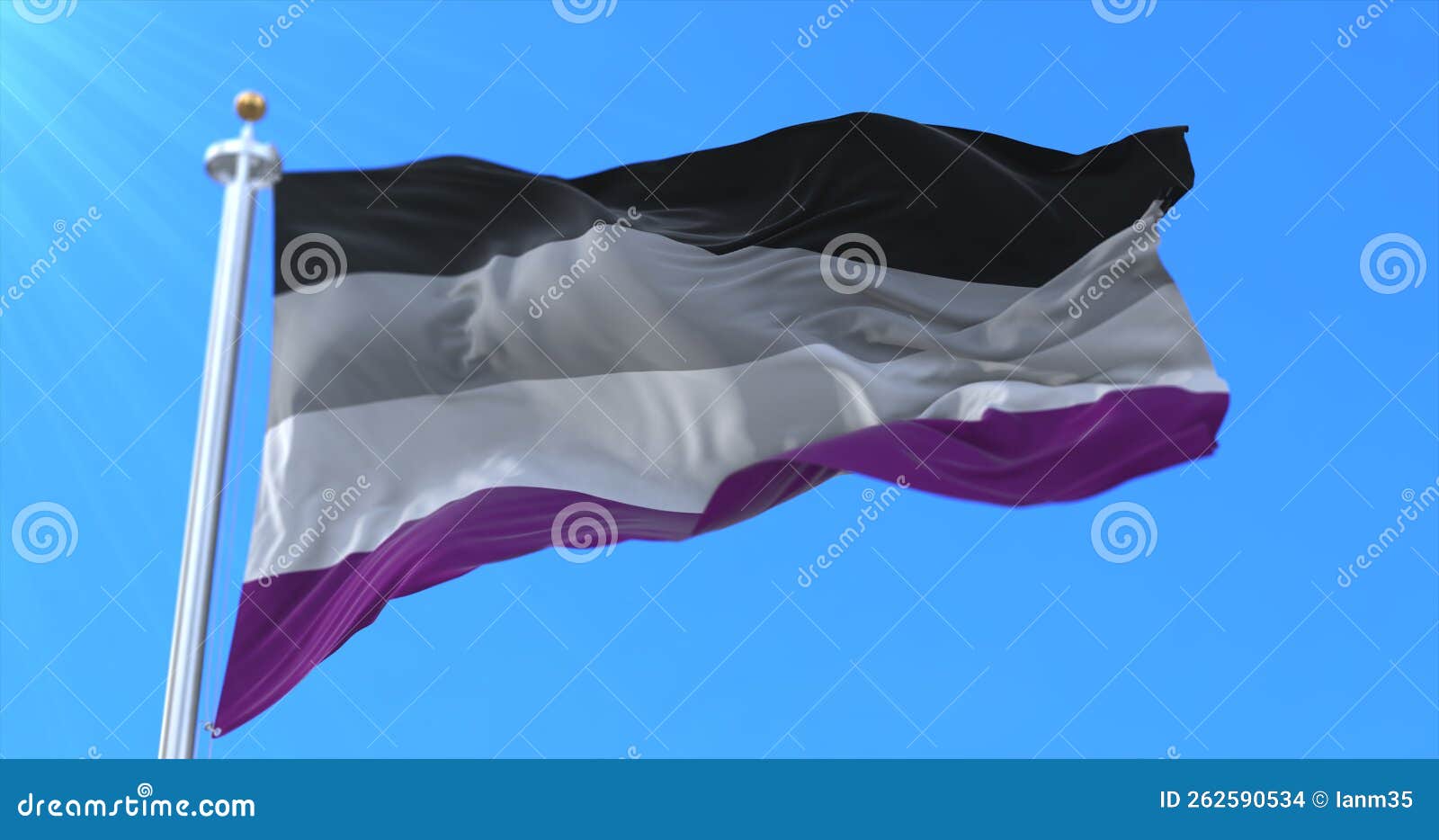 Asexual pride flag waving stock illustration. Illustration of curve ...