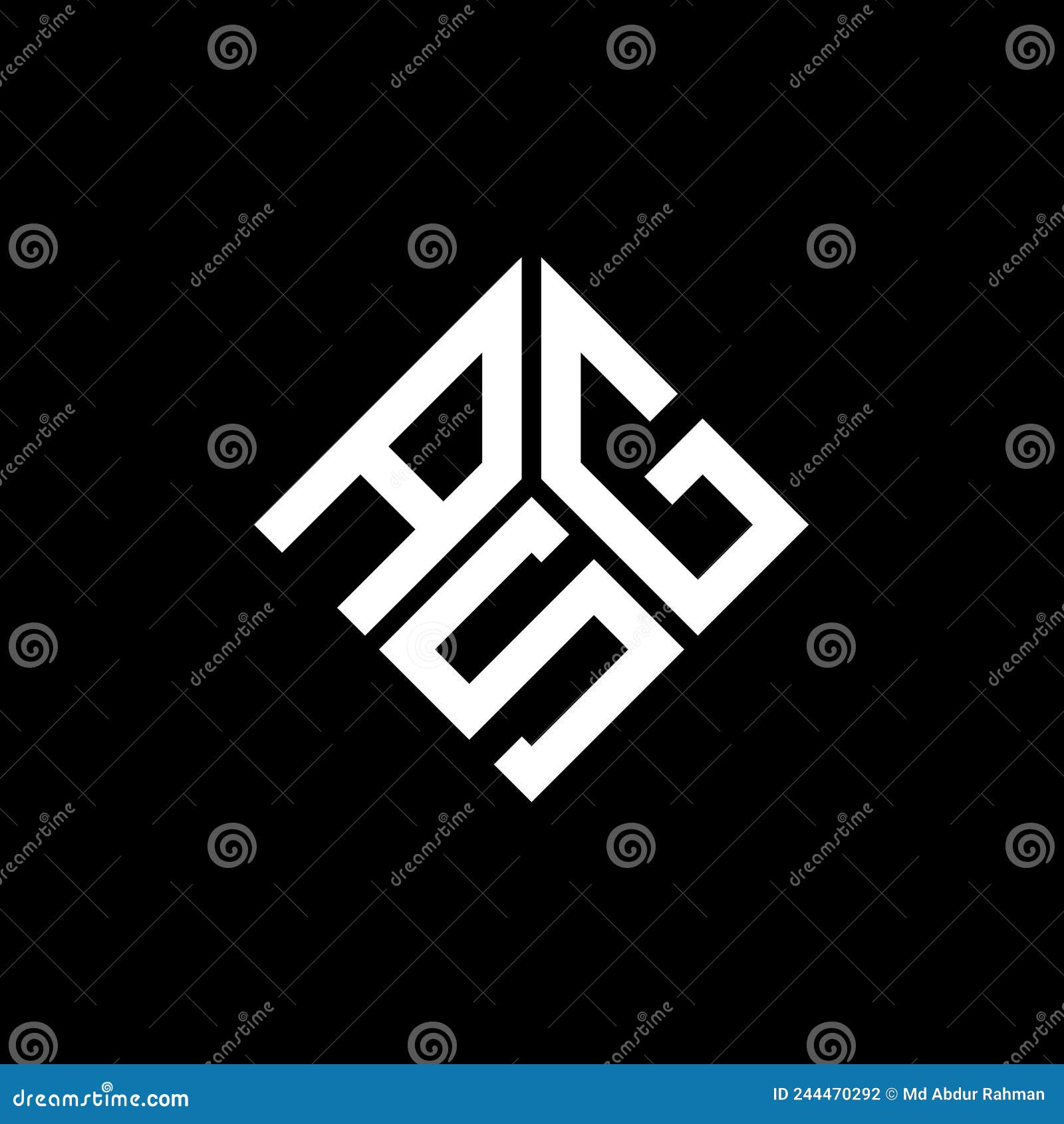 ASG Letter Logo Design on Black Background. ASG Creative Initials ...