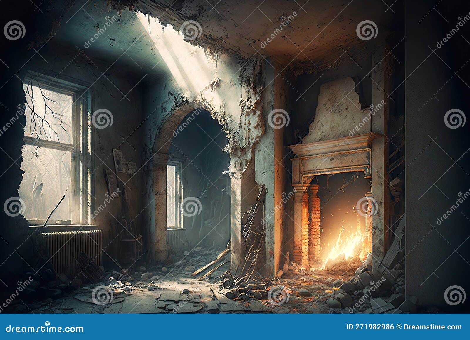 Smoldering Ruins Of A Once-great City In Mordor Royalty-Free Stock ...