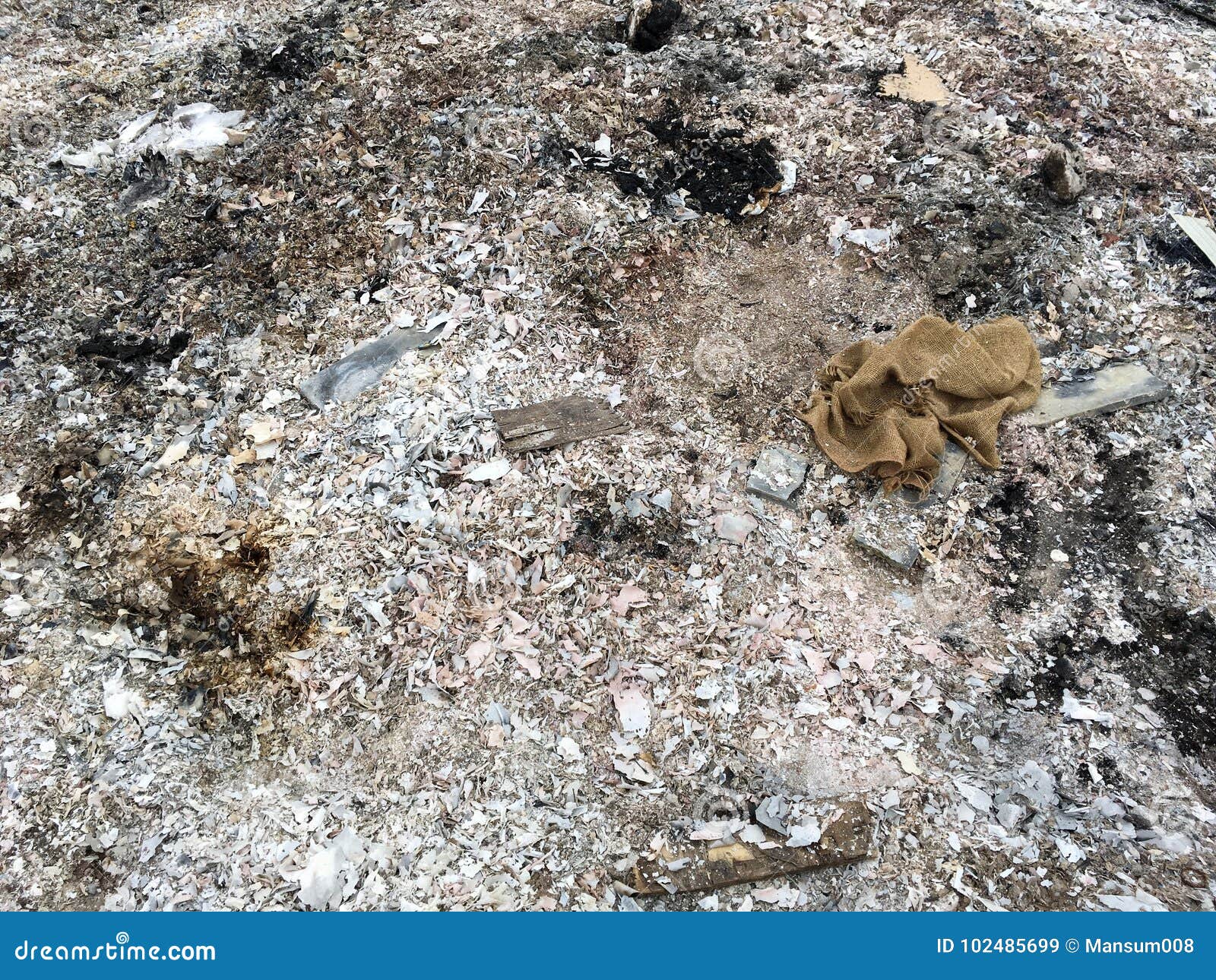Ash on the ground stock image. Image of fire, close - 102485699