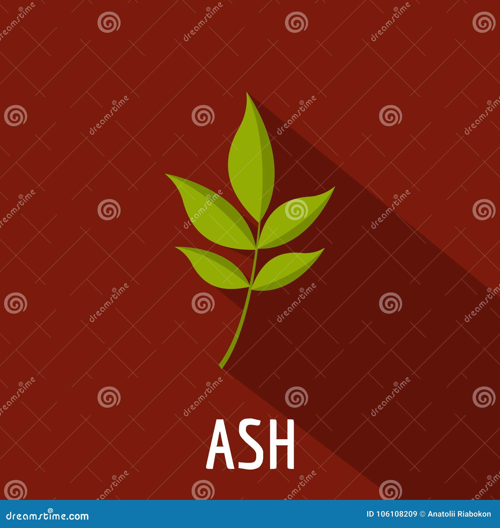 Ash leaf icon, flat style stock vector. Illustration of branches ...
