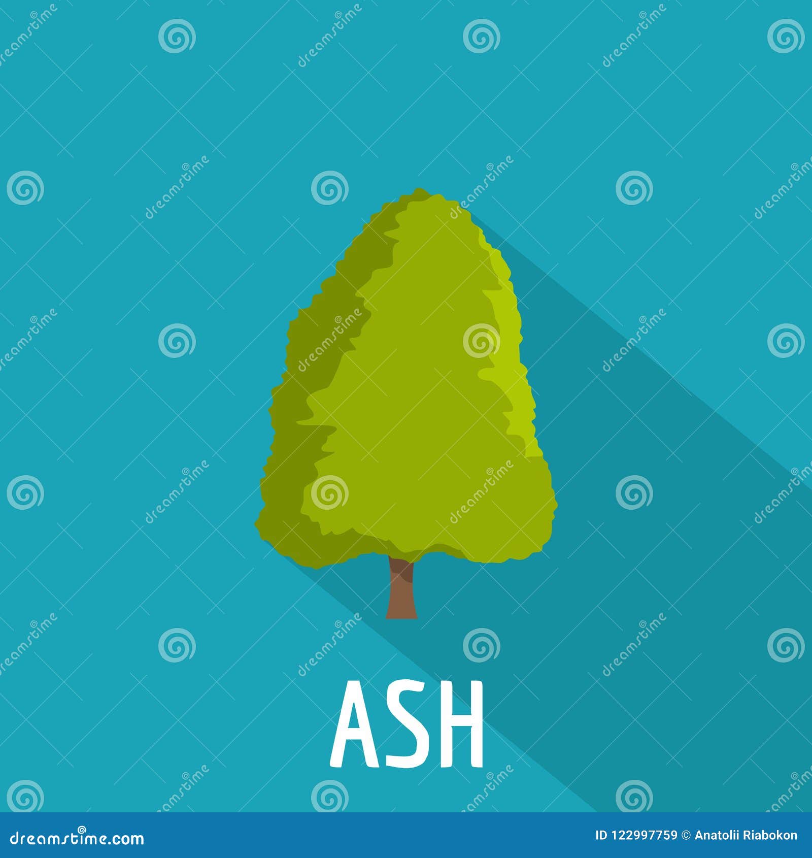 Ash tree icon, flat style stock illustration. Illustration of august ...