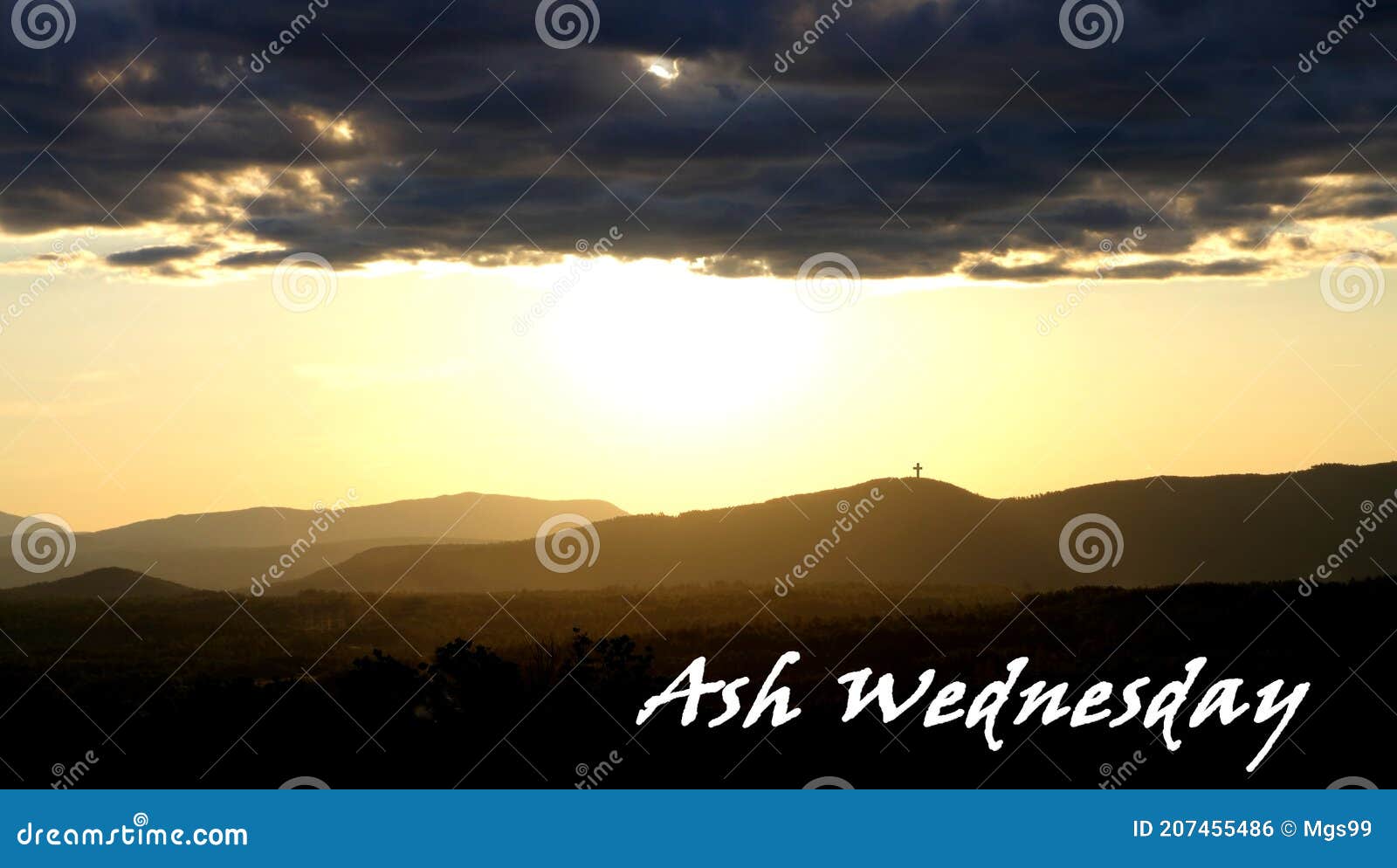 Ash Wednesday, a Somber View of Hills with a Cross in the Distance ...
