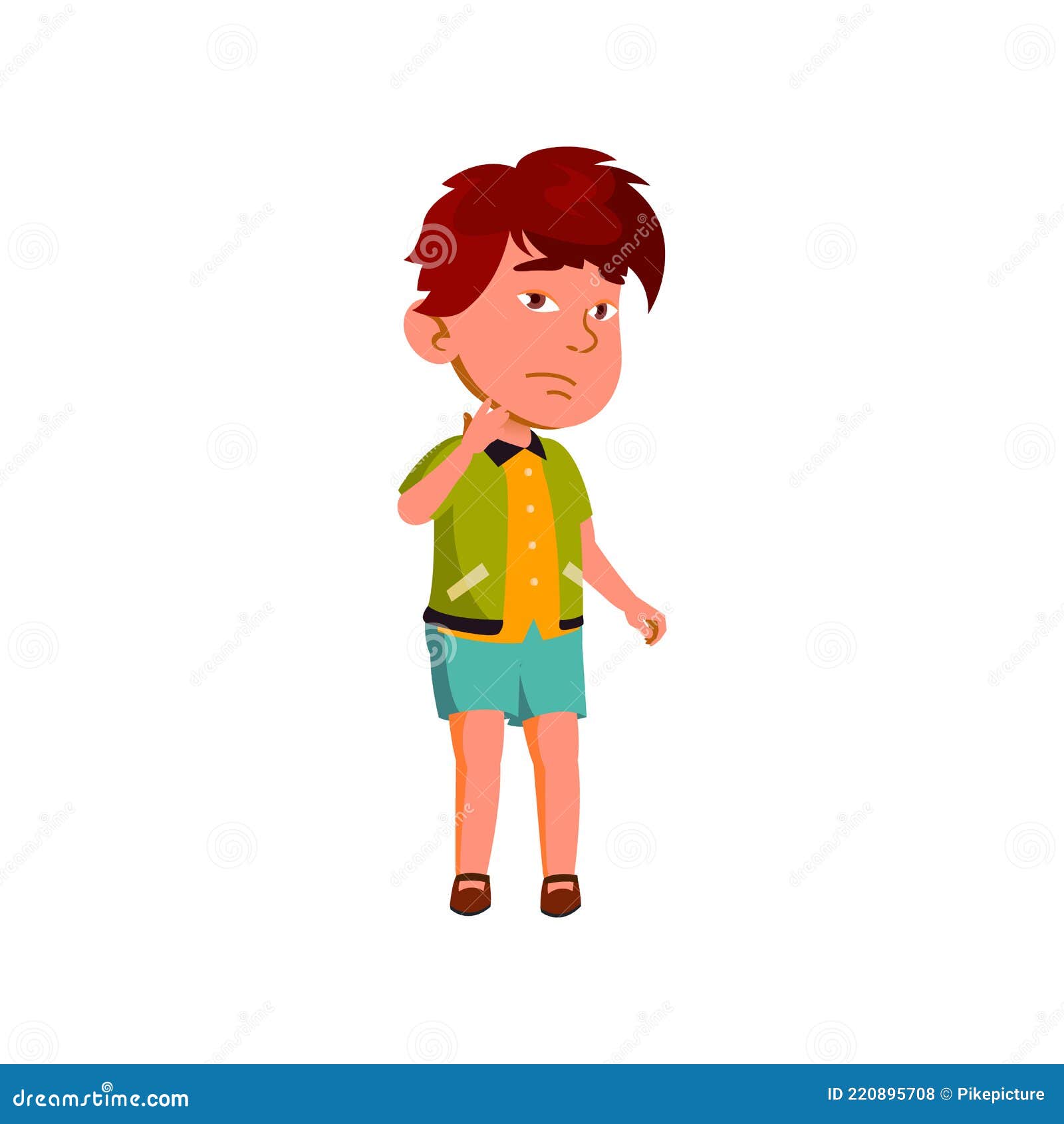 Ashamed Boy Thinking about His Bad Deed Cartoon Vector Stock Vector ...