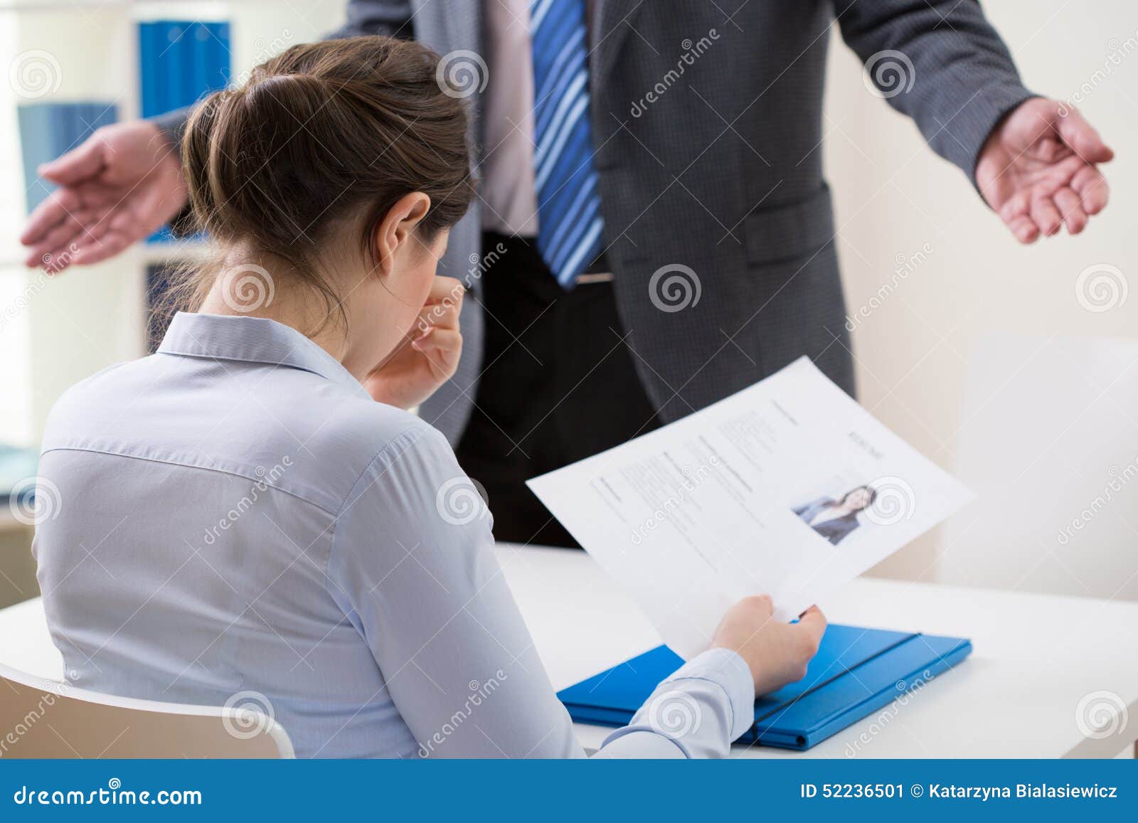 Ashamed Girl Applying for a Job Stock Image - Image of meeting ...
