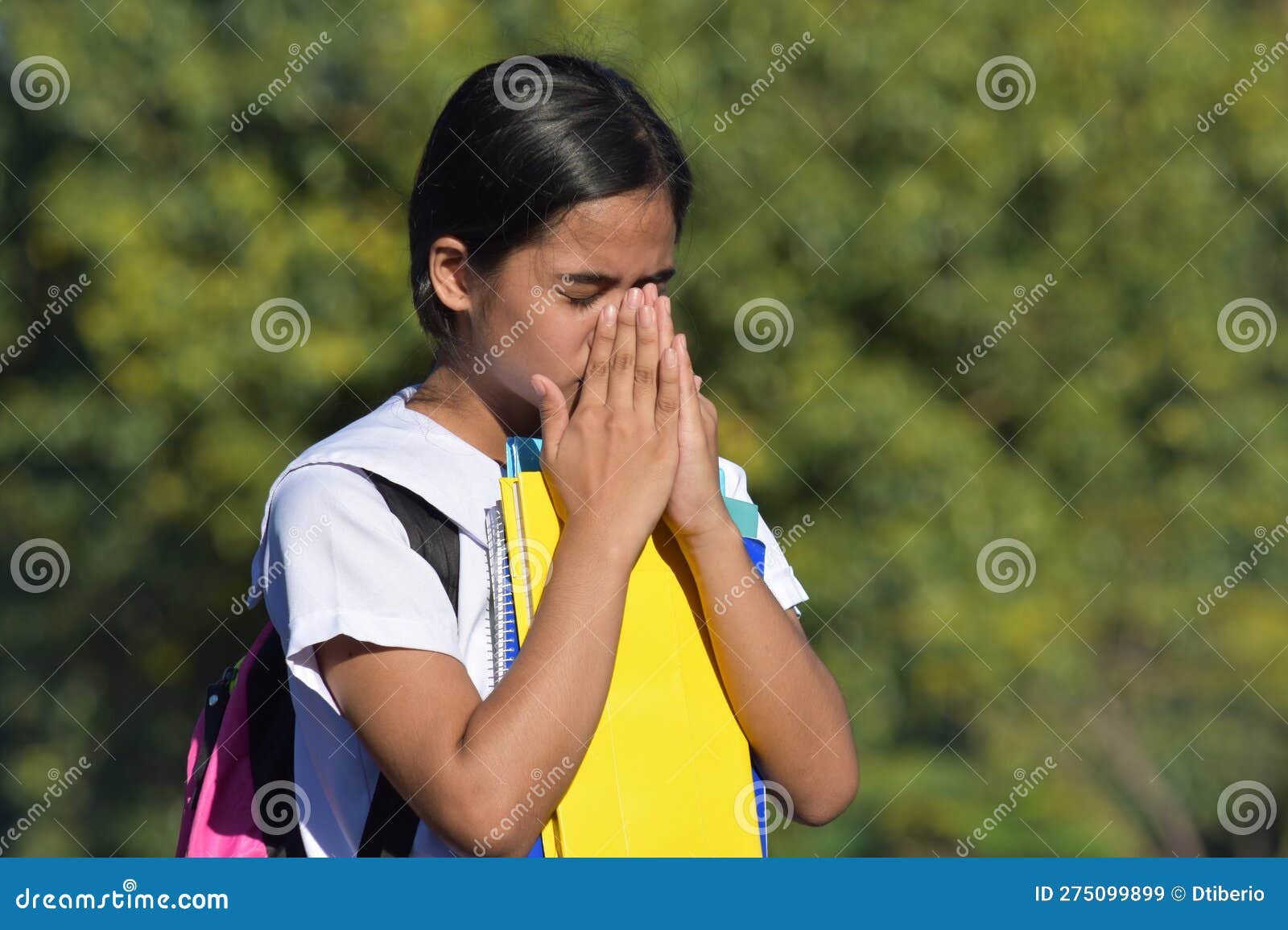 An Ashamed Minority Girl Student Stock Image - Image of shameful ...