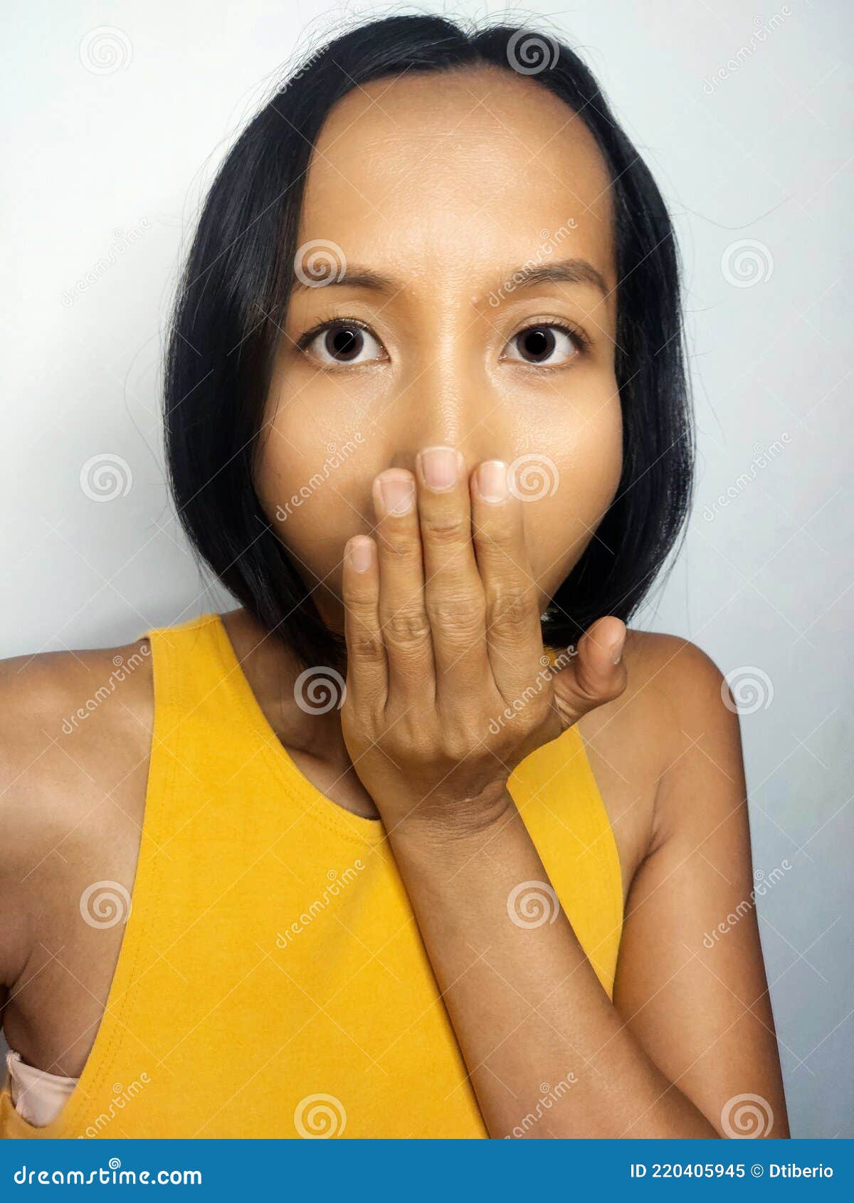 An Ashamed Pretty Asian Female Stock Image - Image of regretful, cute ...