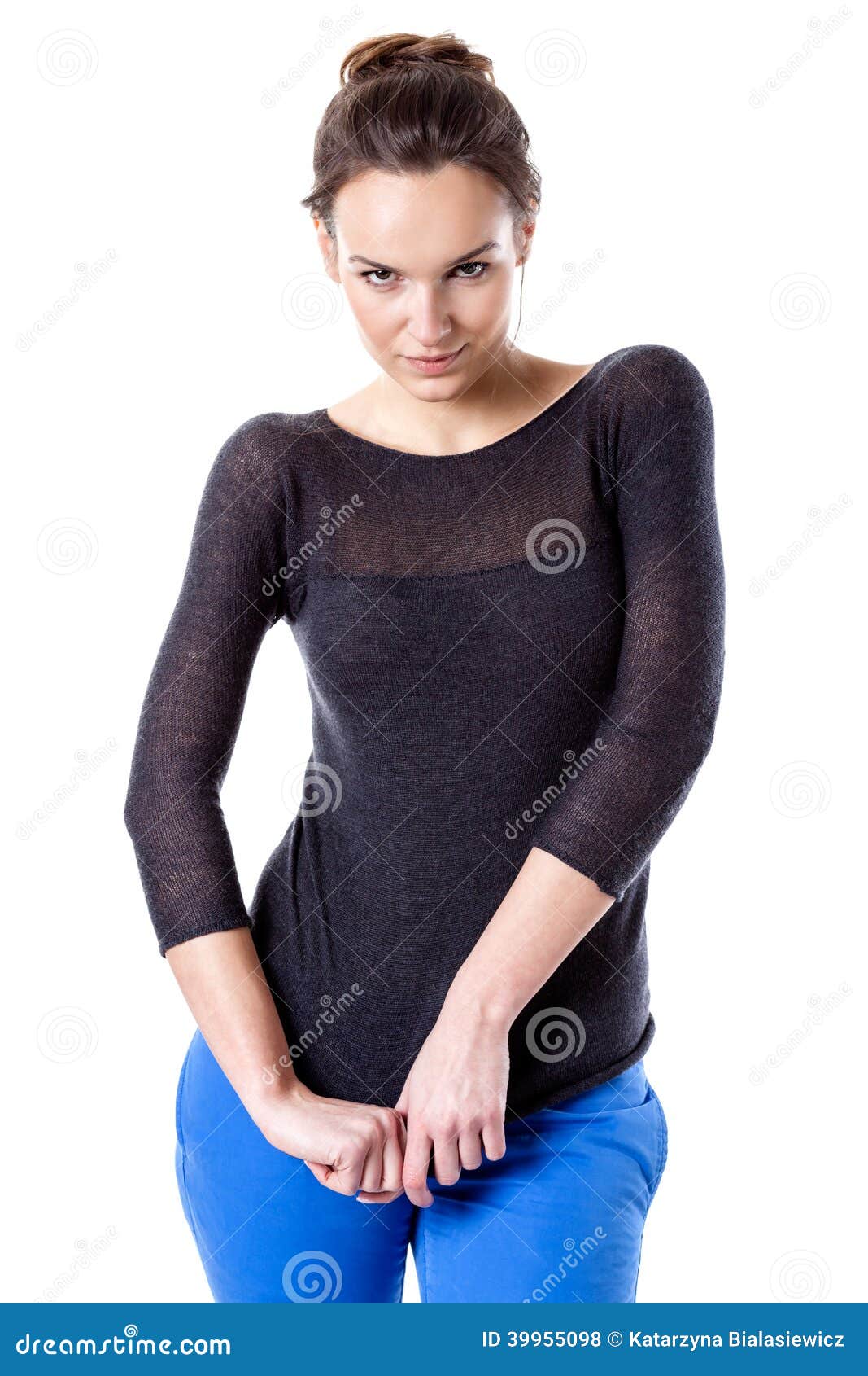 Ashamed Woman Covering Face With Hand. Shame, Isolated On Red ...