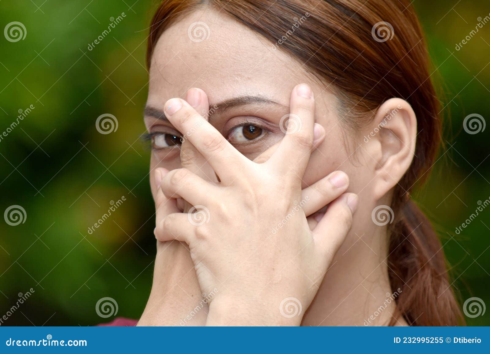 An Ashamed Youthful Female Adult Stock Image - Image of regret ...