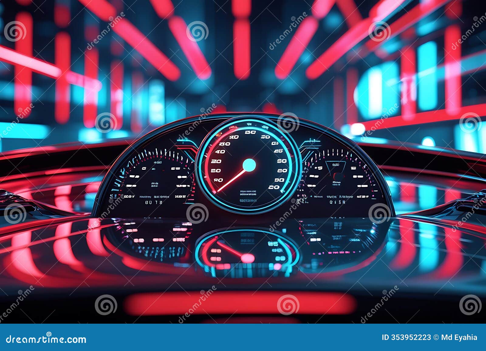Ashboard and Lights Car Speed Mitter Stock Illustration - Illustration ...