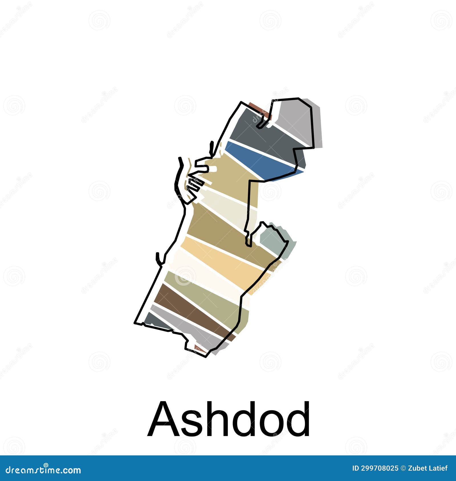 Ashdod Map Icon Vector Illustration Design Template, Stylized Vector ...