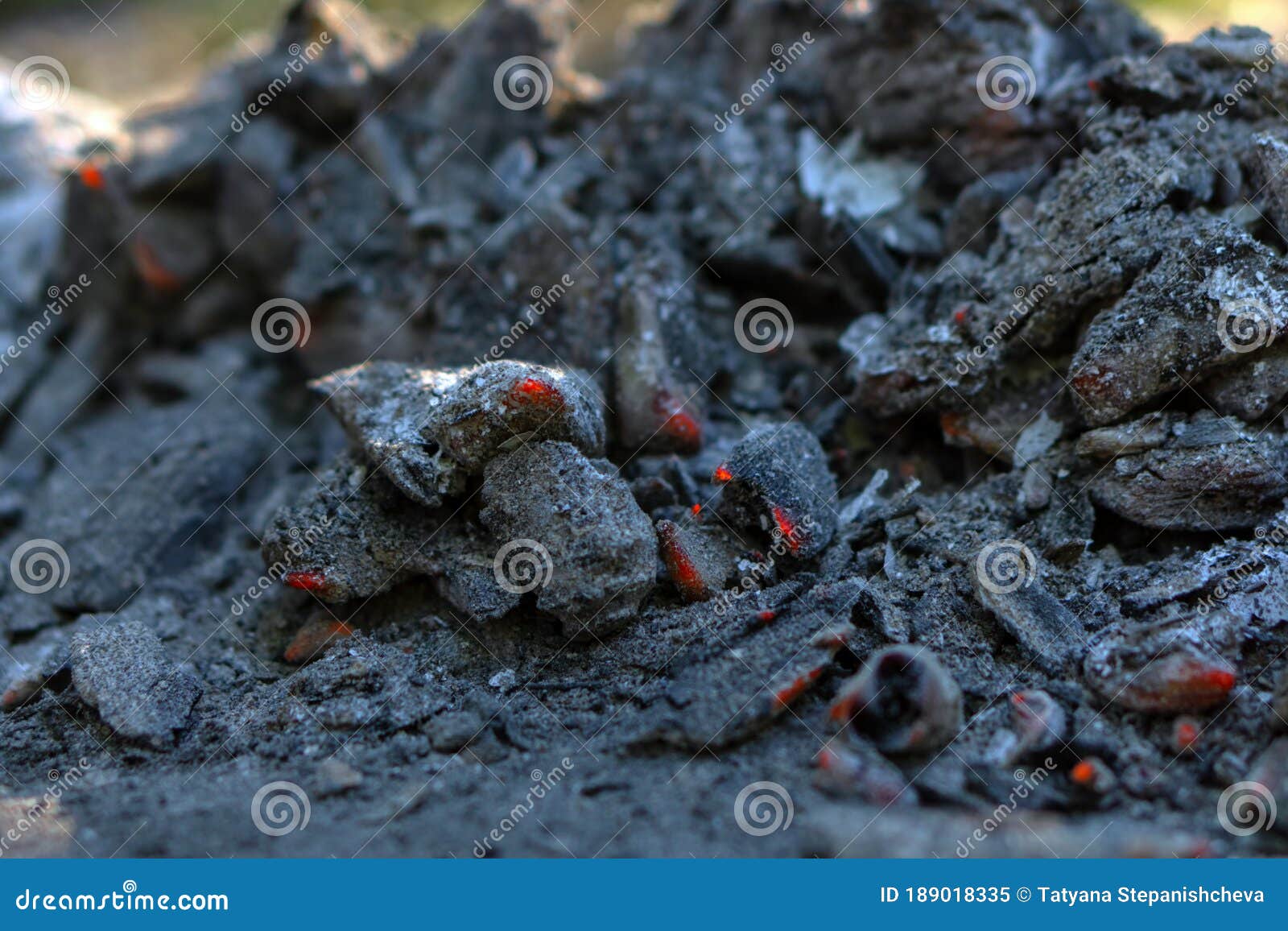 Ashes Charcoal Covered in Ash with Red Patches Stock Image - Image of ...