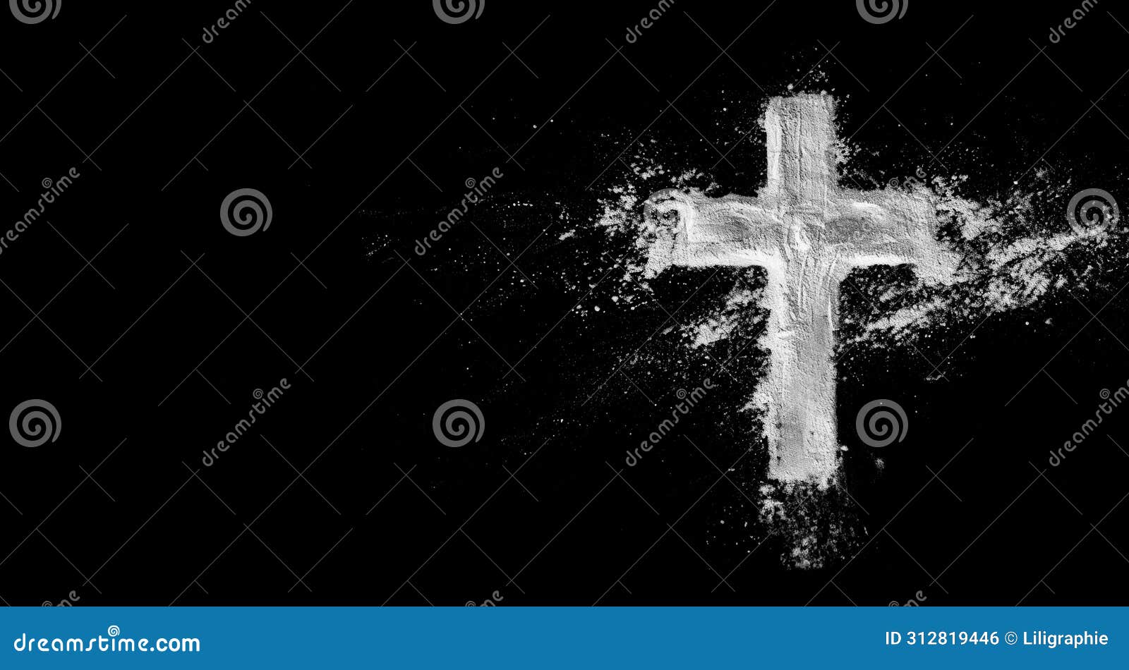 Ashes Crucifix Cross On Black Background. Religious Symbol Stock ...