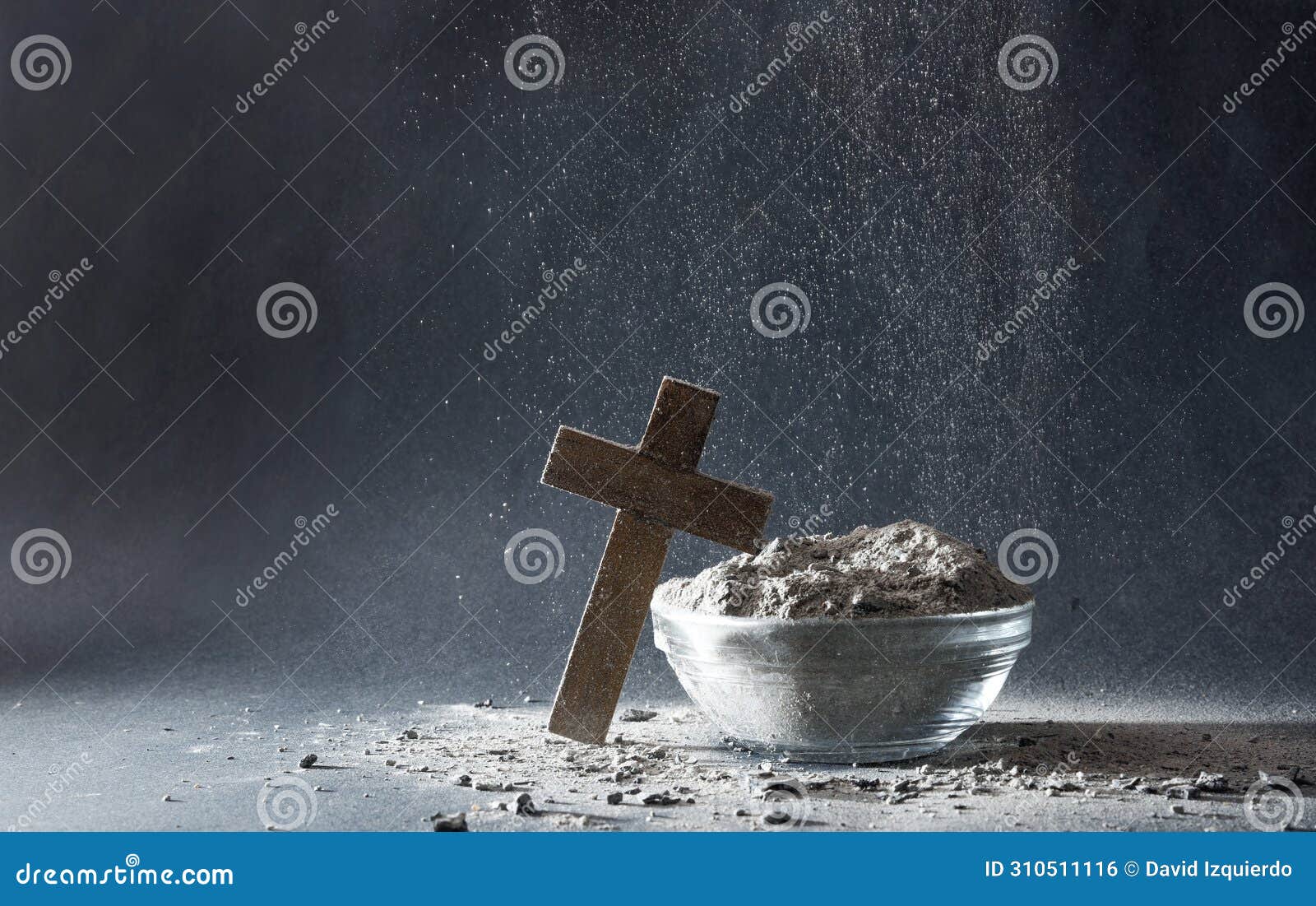 Ashes Falling on Christian Cross and Container Isolated Gray Background ...