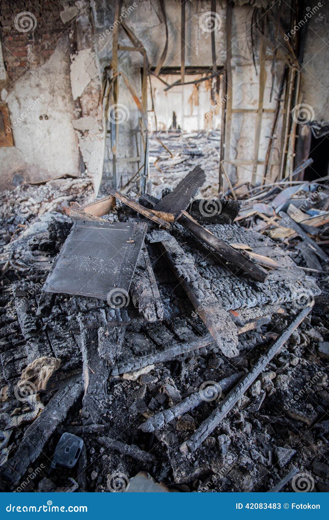 Inside The Burnt Old Log Cabin Royalty-Free Stock Photography ...