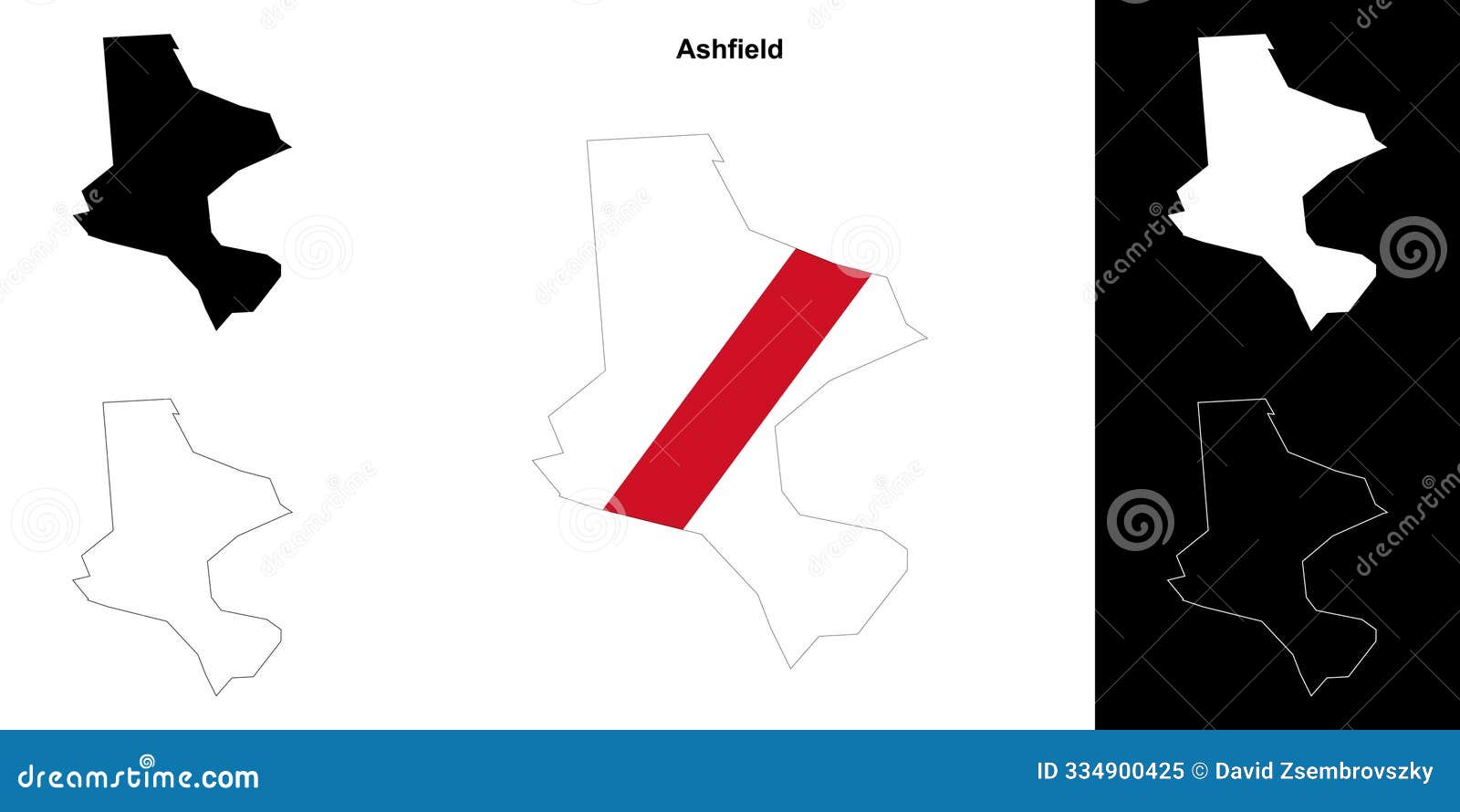 Ashfield outline map stock illustration. Illustration of silhouette ...