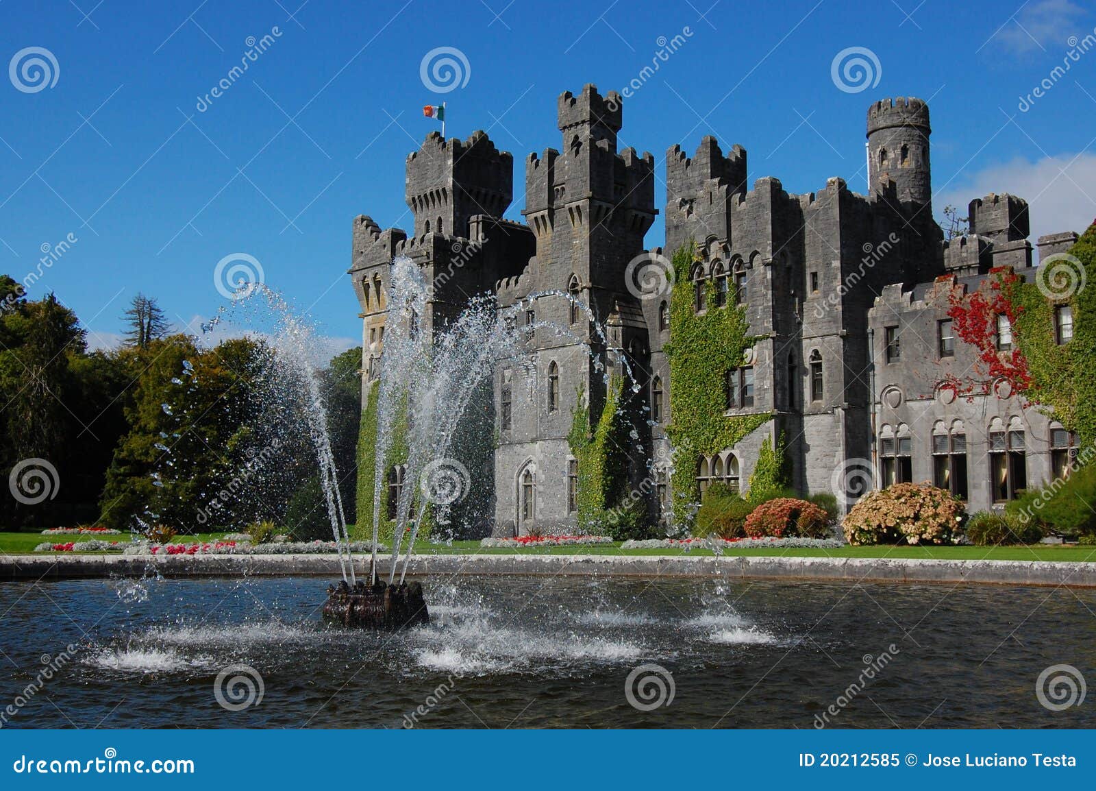 Ashford Castle fountain stock image. Image of irish, castle - 20212585