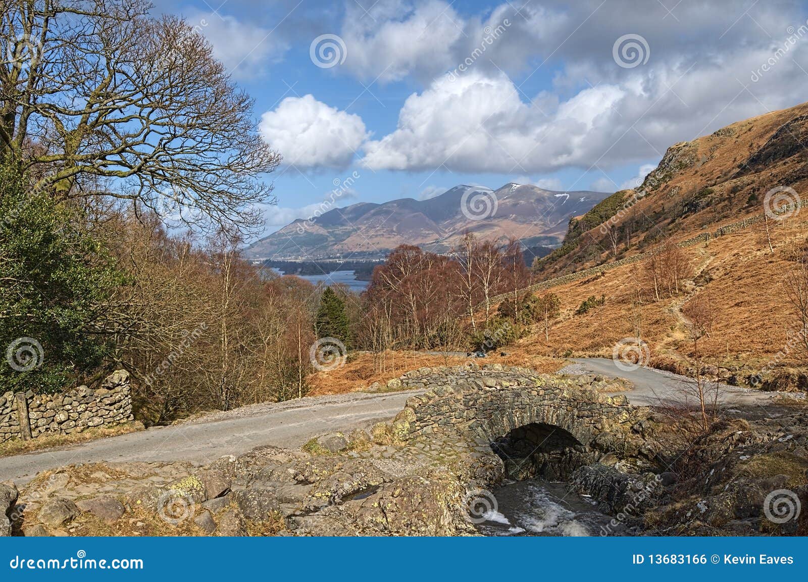 Ashness Bridge stock photo. Image of track, route, cloudscape - 13683166