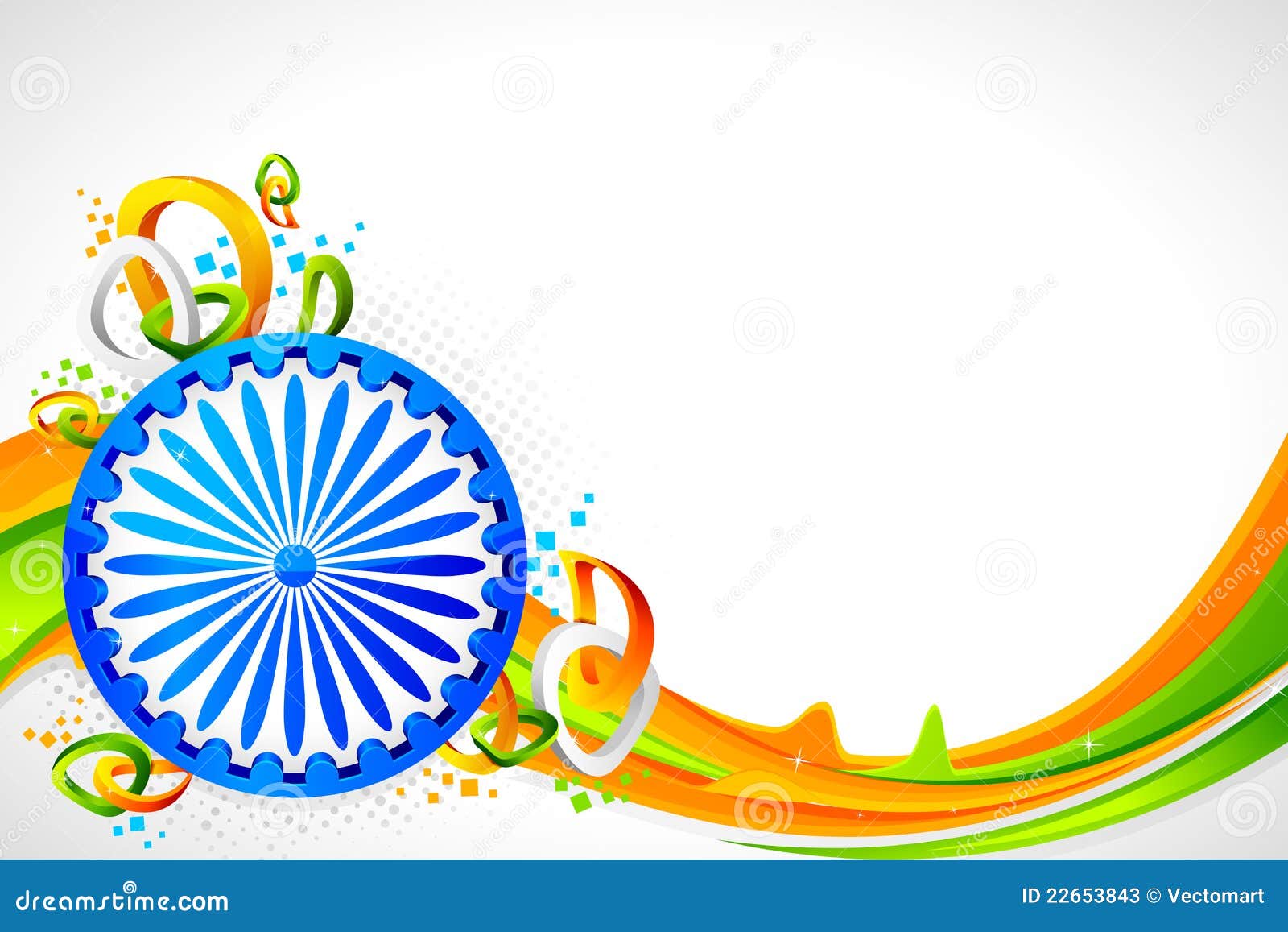 Ashok Wheel on Tricolor Background Stock Vector - Illustration of ...