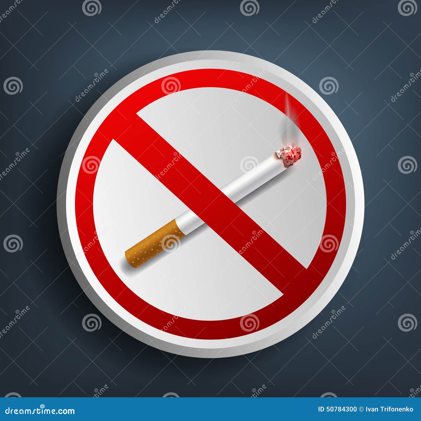 Ashtray with Cigarette and Prohibitory Sign Stock Vector - Illustration ...