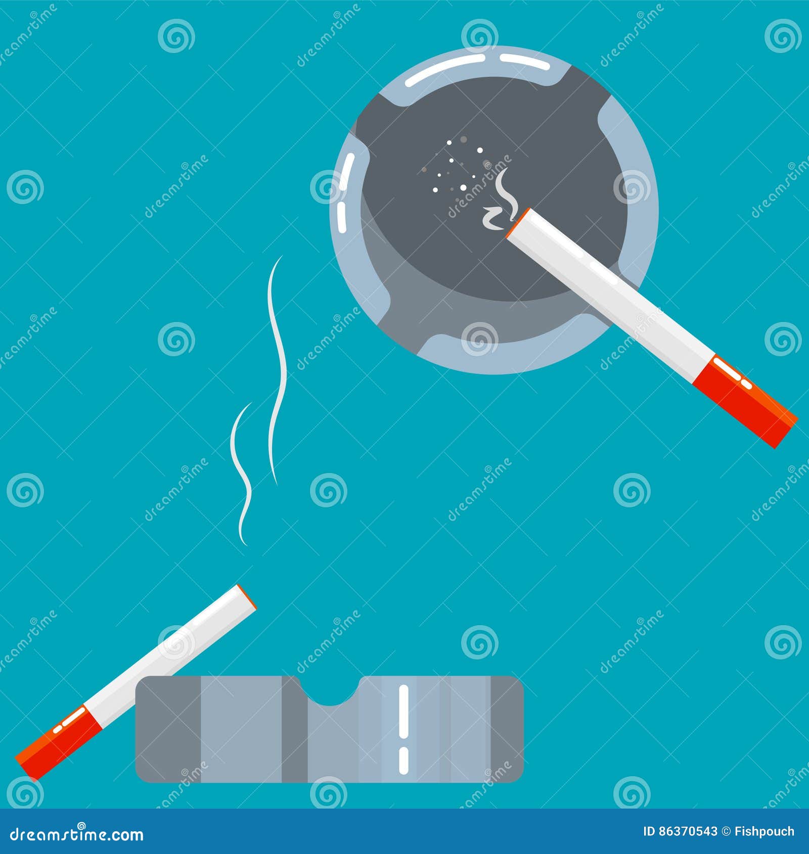 Ashtray with Cigarette Vector Illustration. Stock Vector - Illustration ...