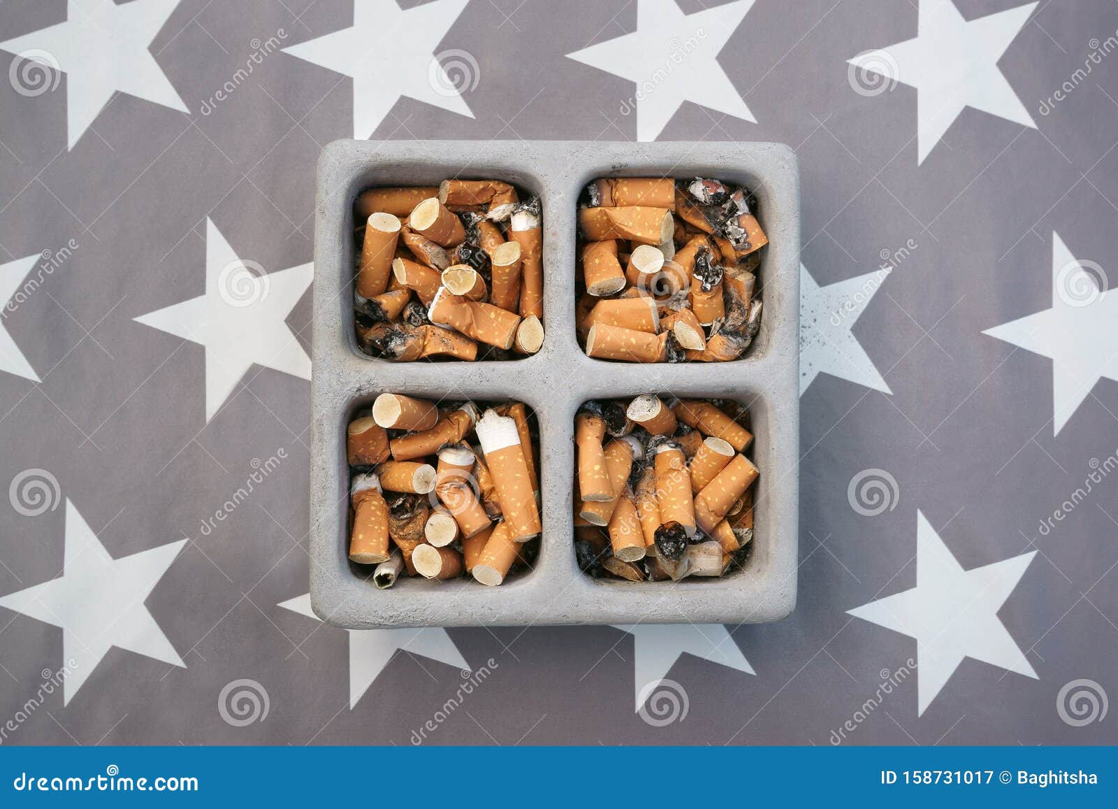 Ashtray Filled with Cigarettes Ends Tabletop View Stock Image - Image ...
