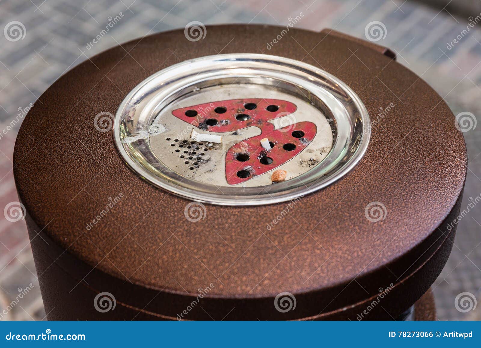 Ashtray with Lung Graphic with Finished Cigarette Stock Photo - Image ...