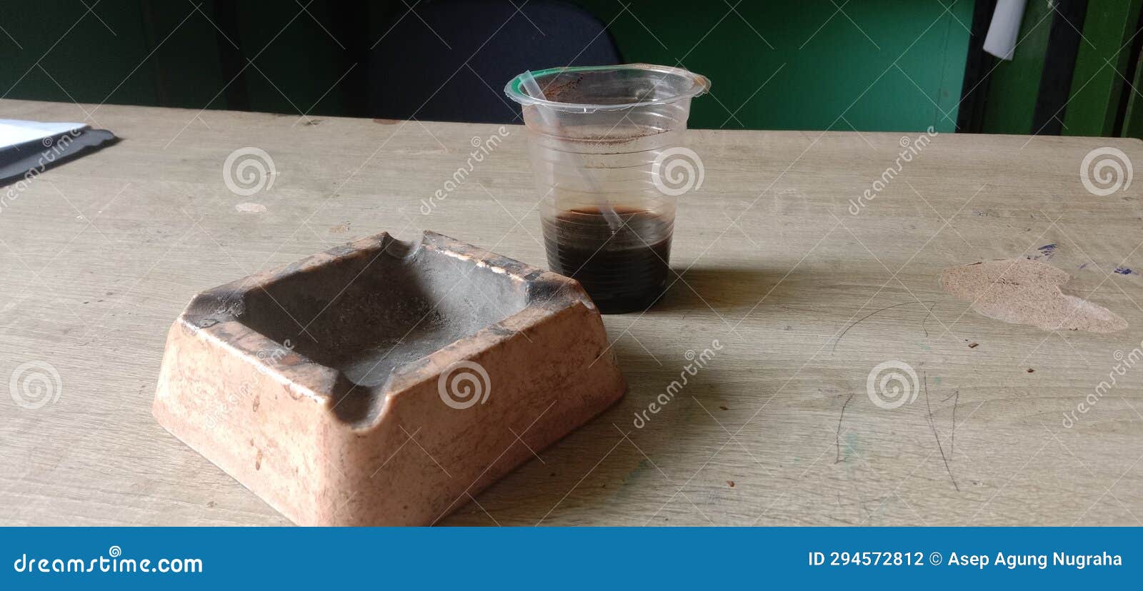 Ashtray and Plastic Cup Filled Coffee Stock Photo - Image of cups ...