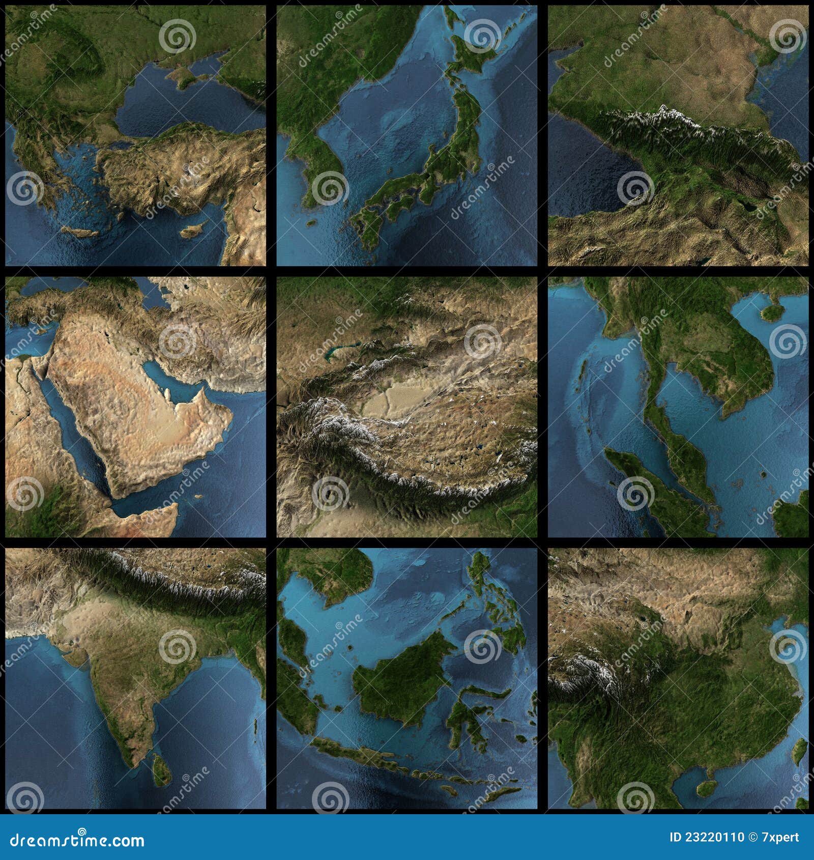 Asia 3d map set stock illustration. Illustration of channels - 23220110