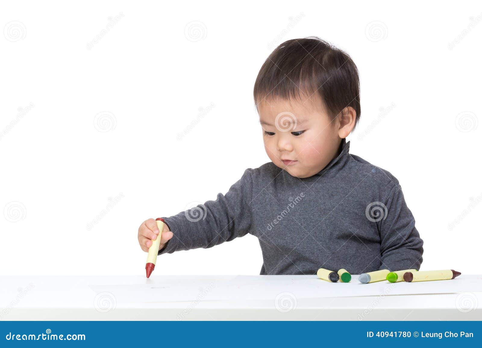 Asia Baby Boy Concentrate on Drawing Stock Photo - Image of child ...