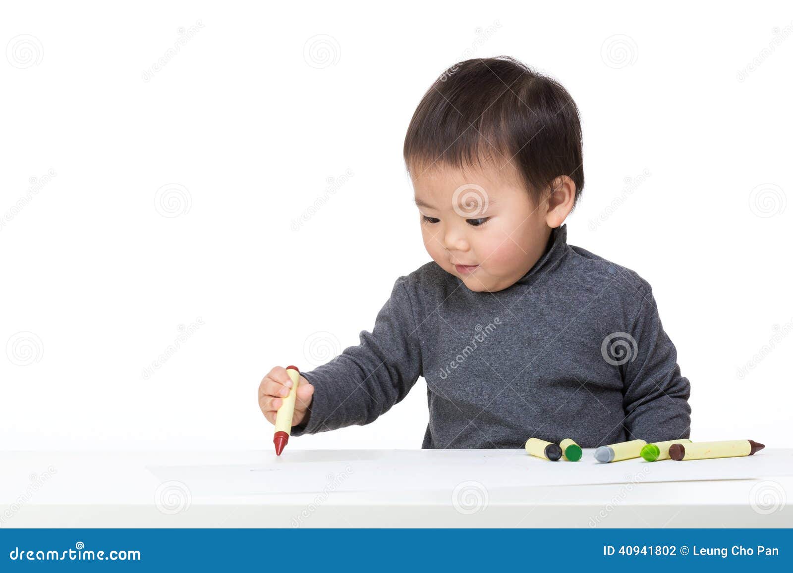 Asia Baby Boy Concentrate on Drawing Stock Photo - Image of creativity ...