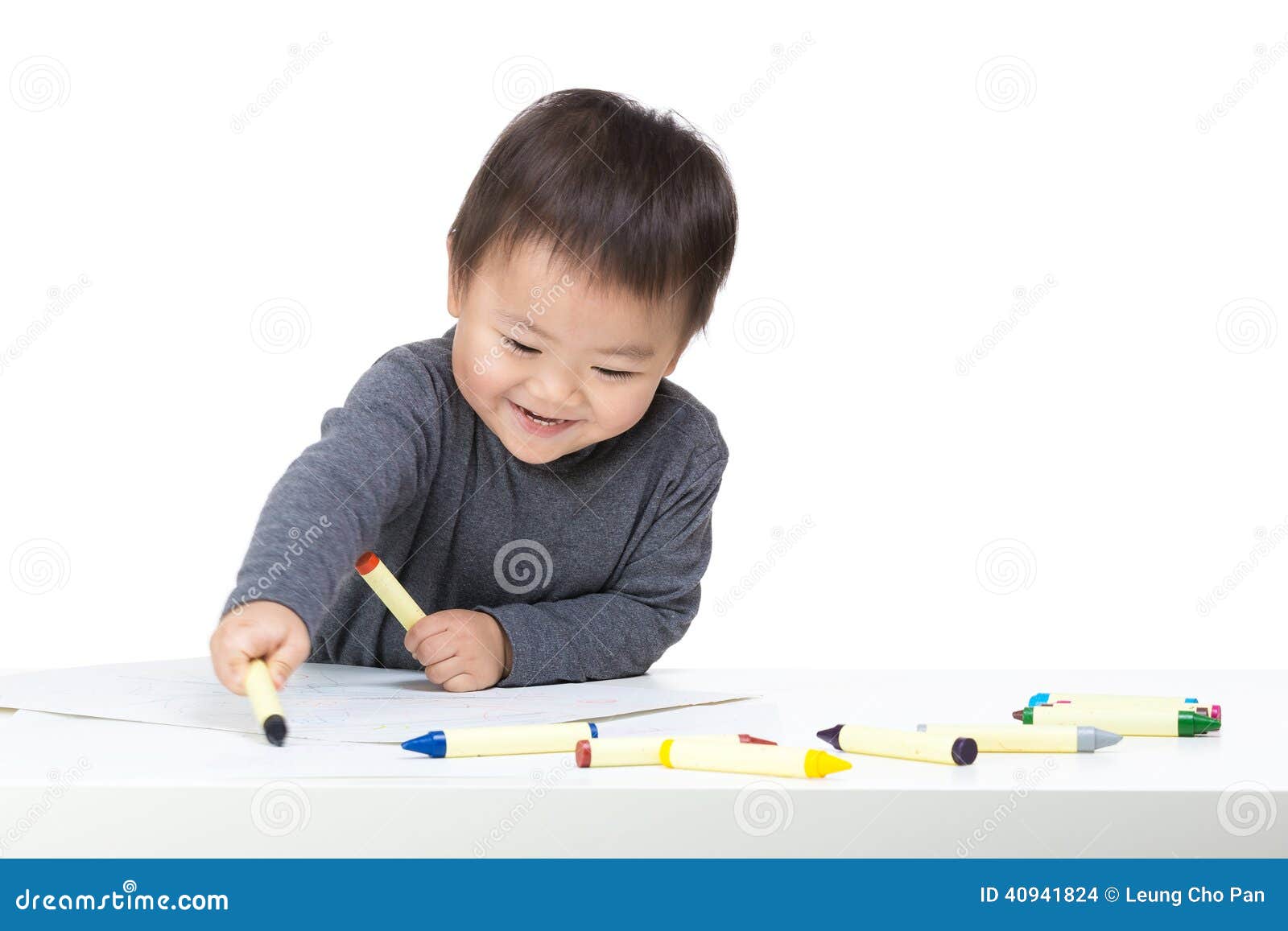 Asia Baby Boy Concentrate on Drawing Stock Photo - Image of childhood ...