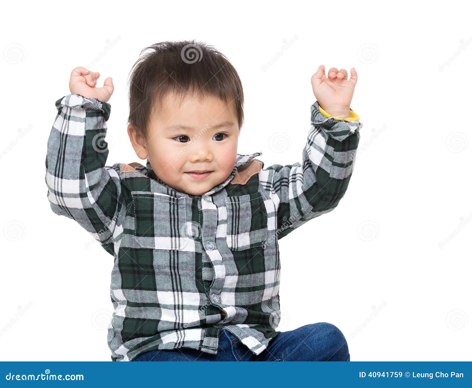 Asia baby boy two hand up stock image. Image of lovely - 40941759