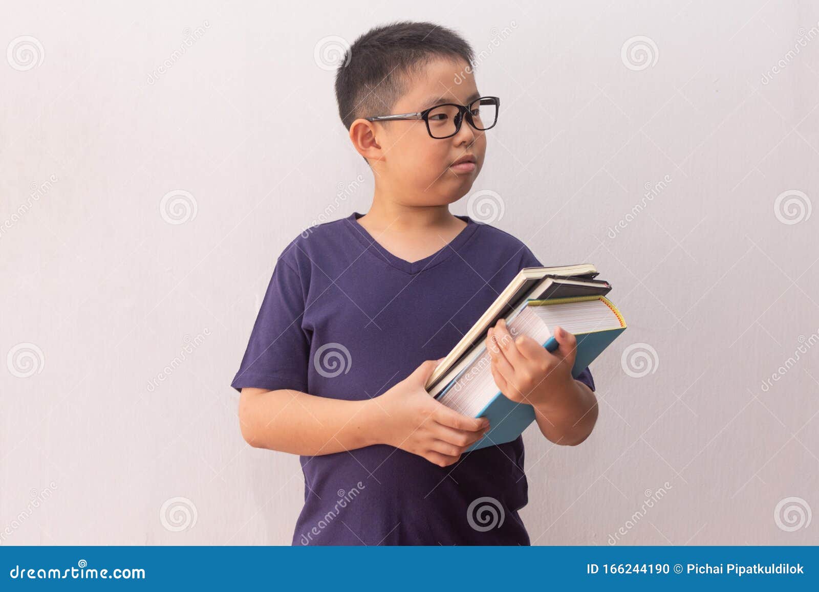 Asia Boy Holding Books Ready for School Stock Photo - Image of ...