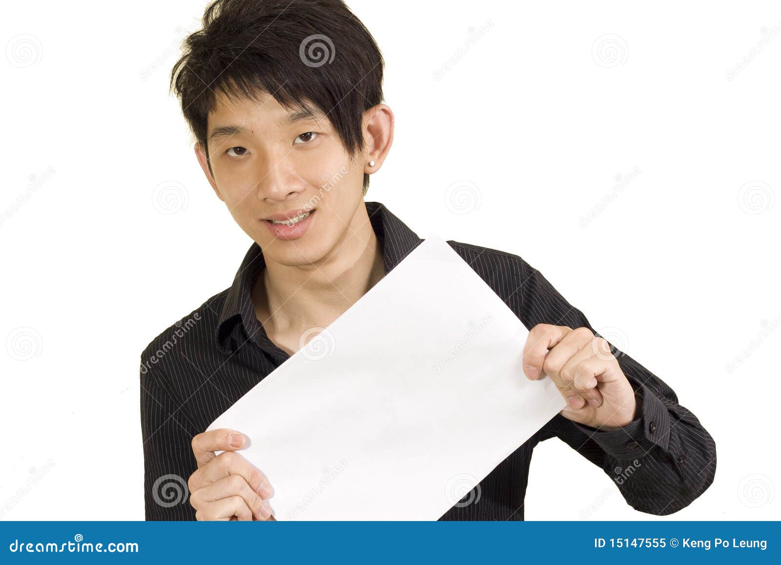 Asia Boy Holding a White Paper Stock Image - Image of clothes, career ...