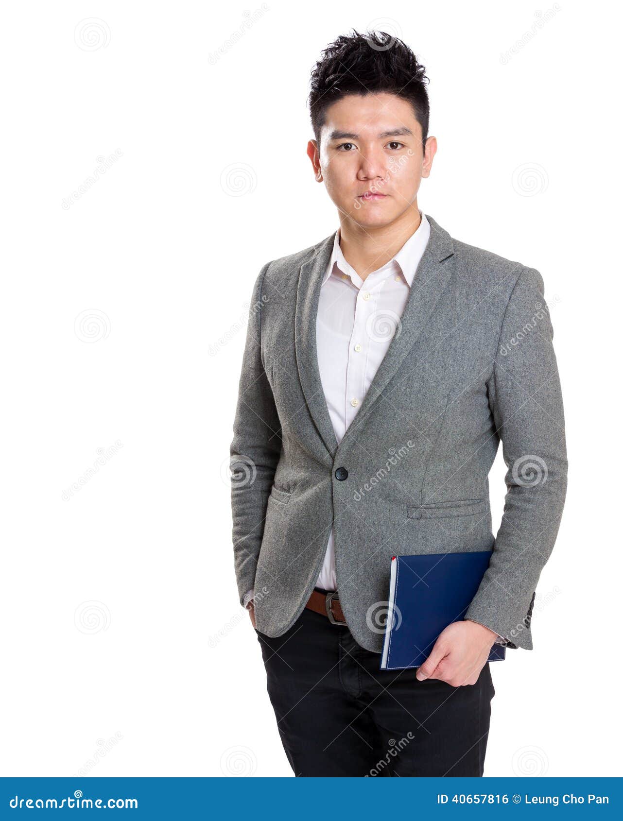 Asia Businessman Holding Notebook Stock Photo - Image of cross ...