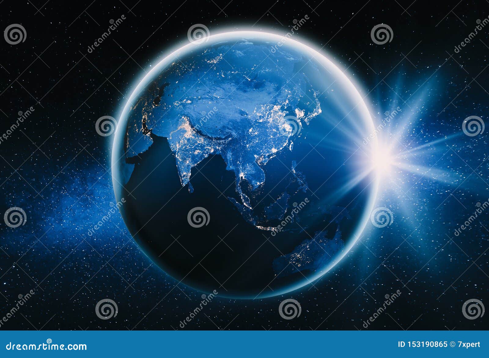 Asia city lights map stock illustration. Illustration of render - 153190865