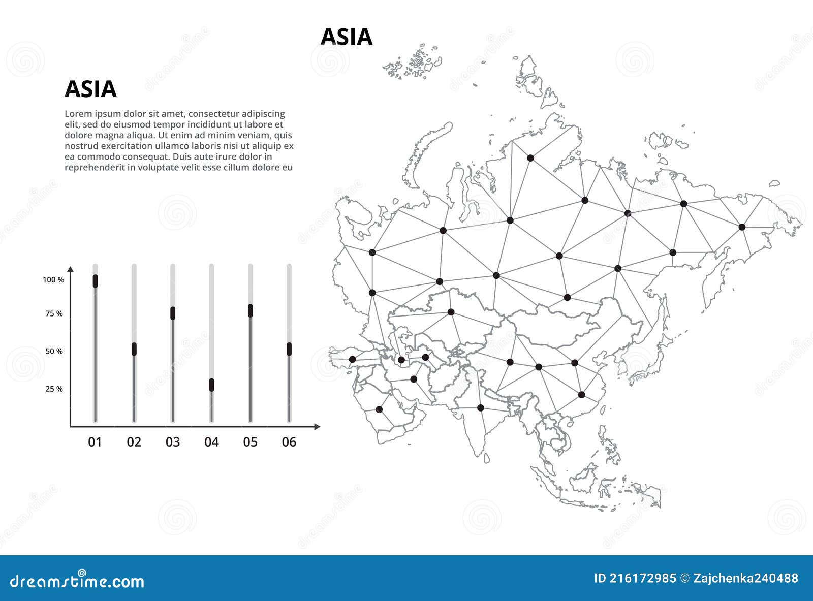 Asia Communication Network Map. Vector Image Of A Low Poly Global Map ...