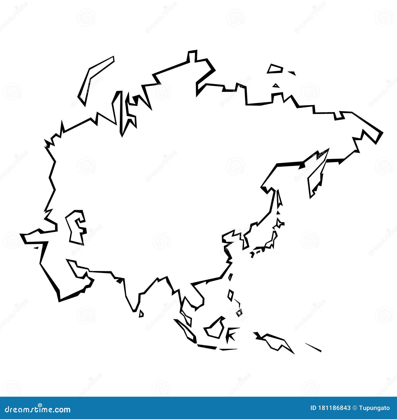 Asia continent outline stock illustration. Illustration of place ...
