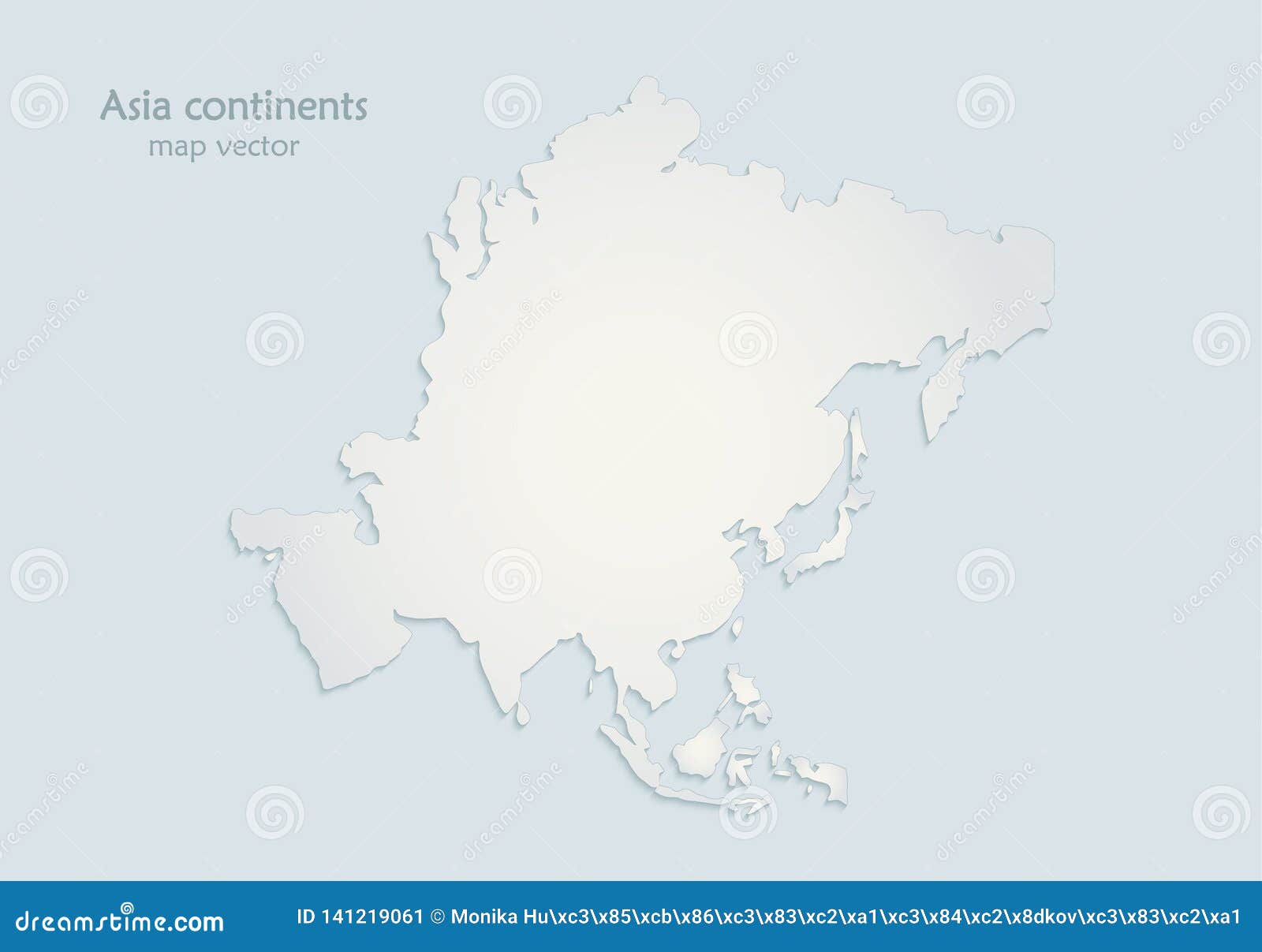 Asia Continents Map Blue White Paper 3D Stock Vector - Illustration of ...