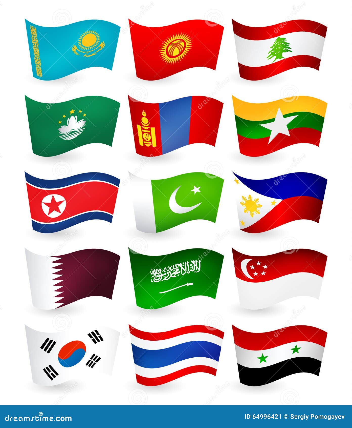 Flying Flags Of Western Europe Countries In Waves Cartoon Vector ...