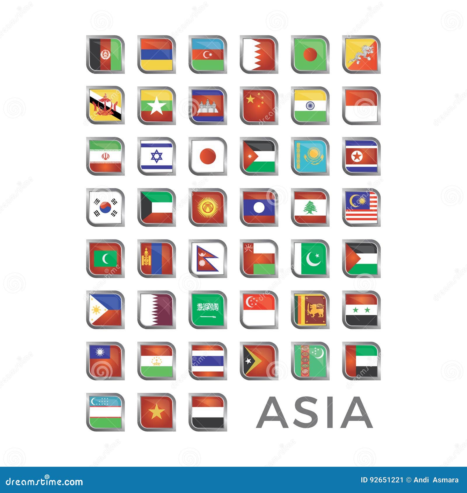 Asia Country Icon Set stock vector. Illustration of modern - 92651221