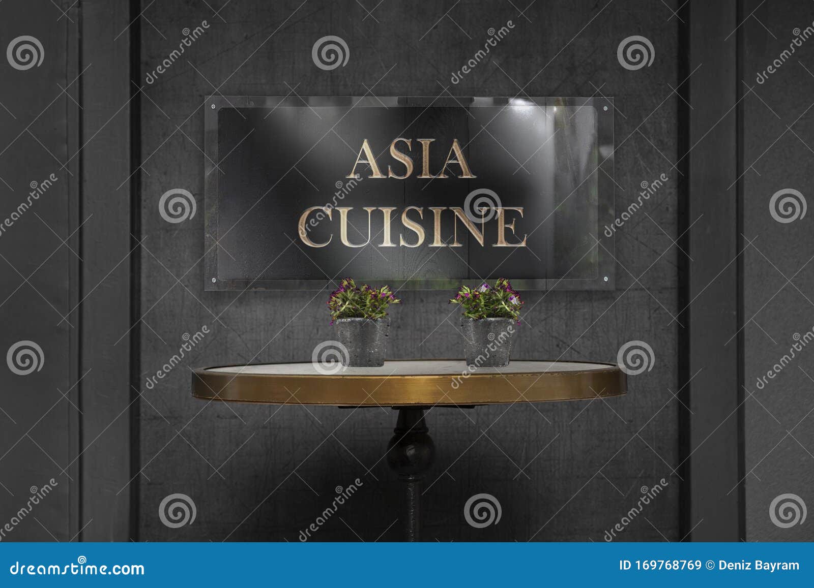 Asia Cuisine Sign Board on Wall Stock Image - Image of outdoor, wall ...