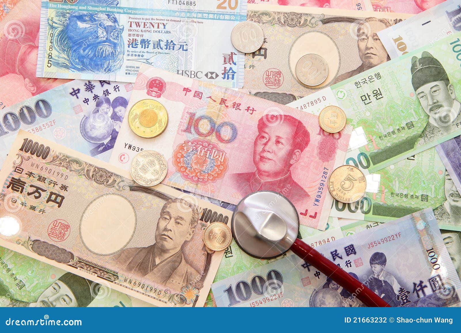 Asia currencies stock photo. Image of korea, currency - 21663232