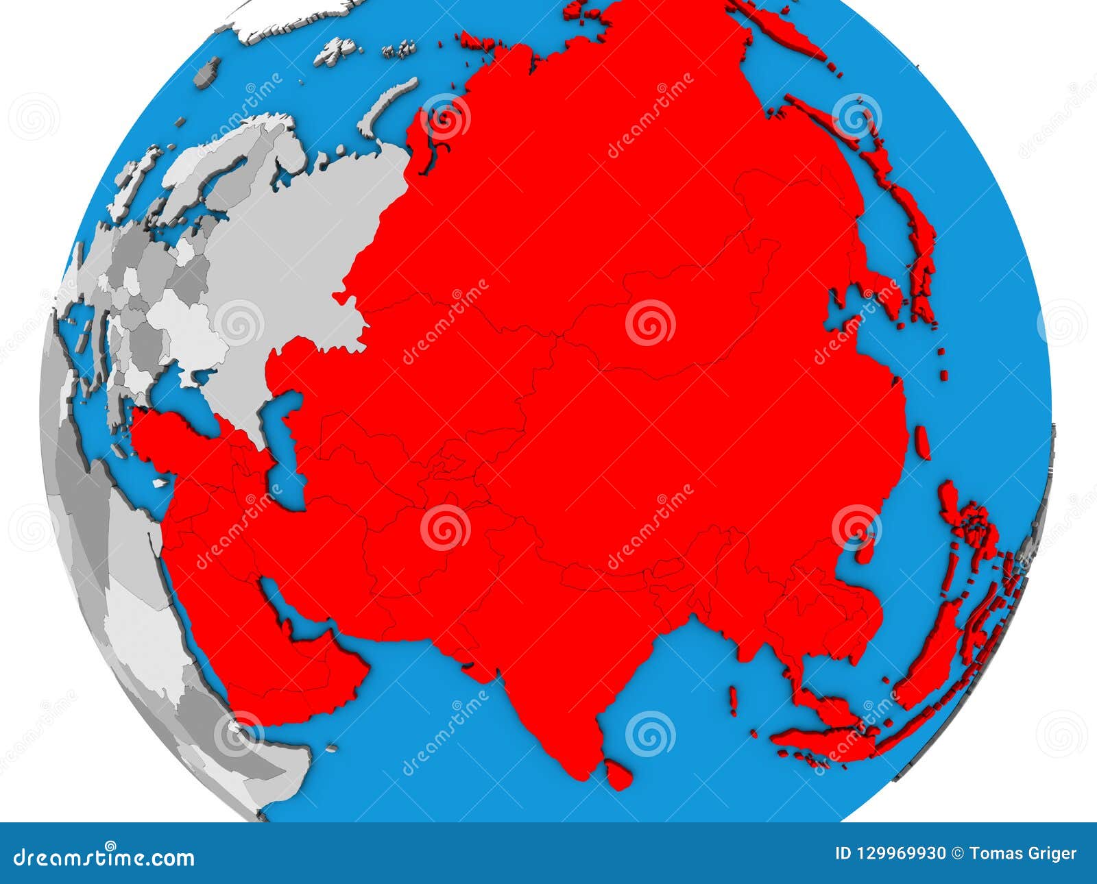Asia on 3D map stock illustration. Illustration of asian - 129969930