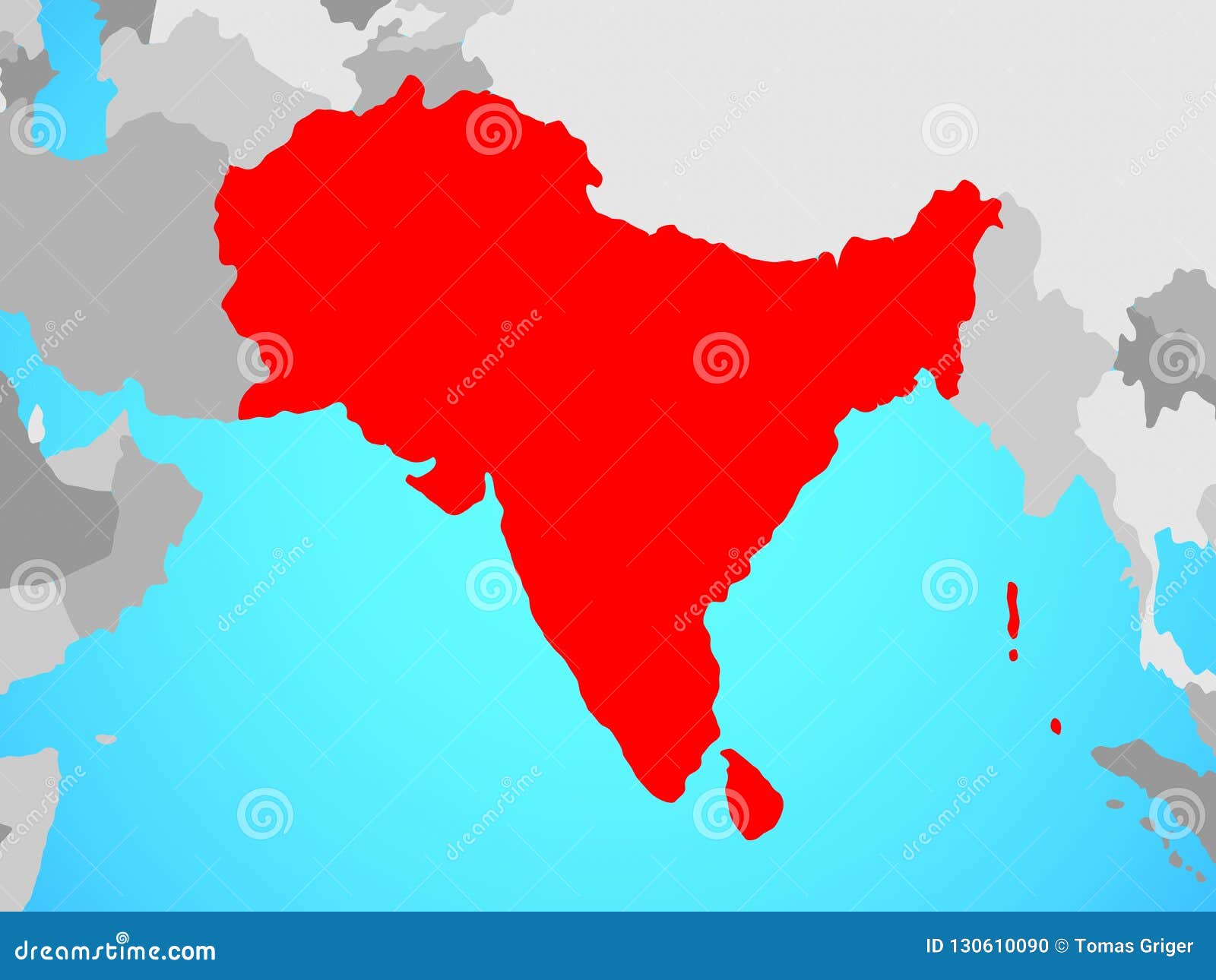 Asia del Sur en mapa stock de ilustración. Ilustración de rinda - 130610090