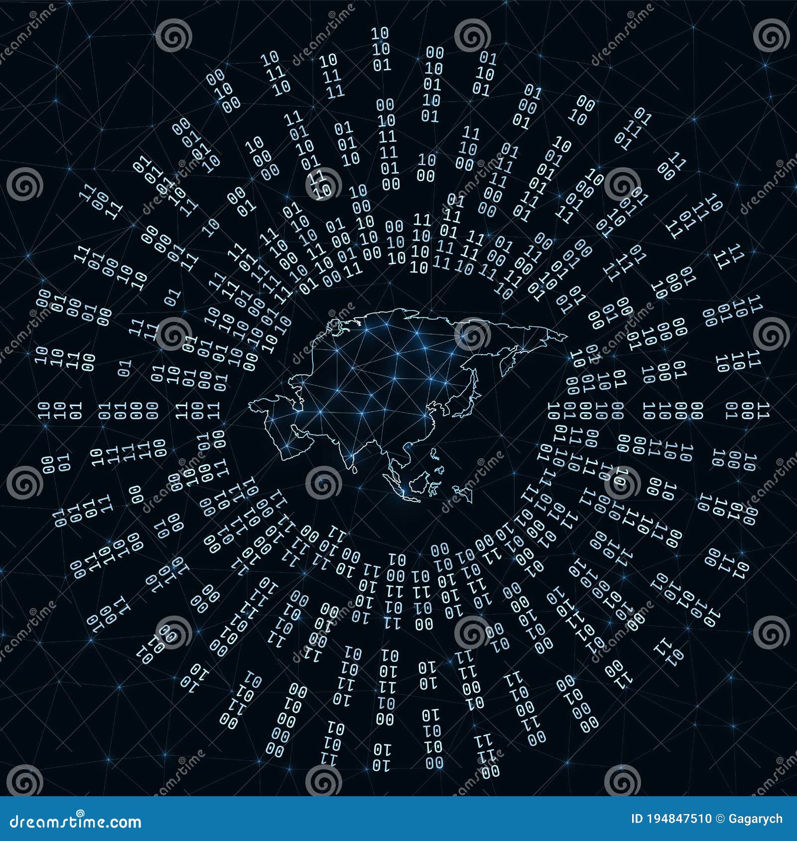 Asia digital map. stock illustration. Illustration of geometric - 194847510