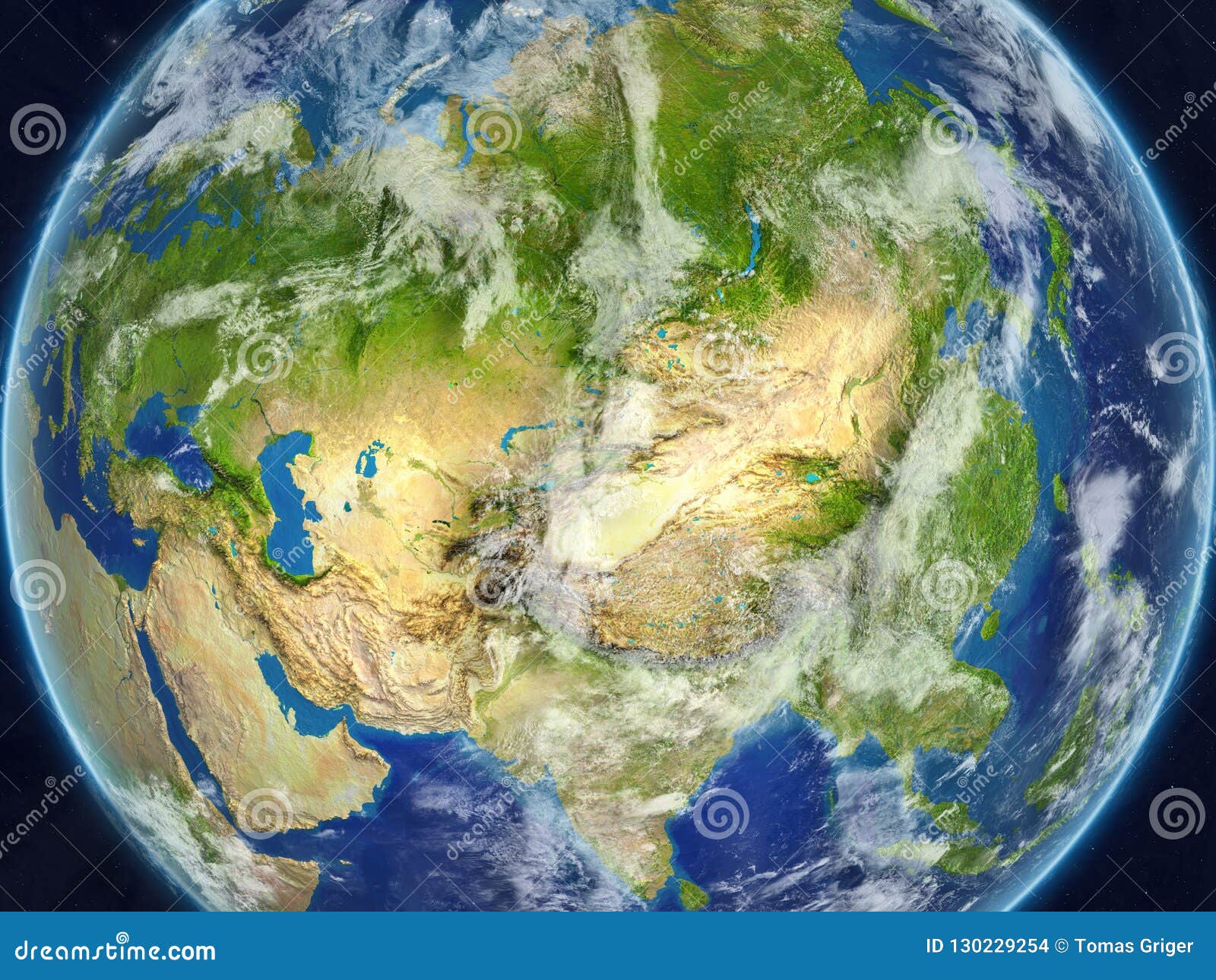 Asia on Earth from space stock illustration. Illustration of render ...