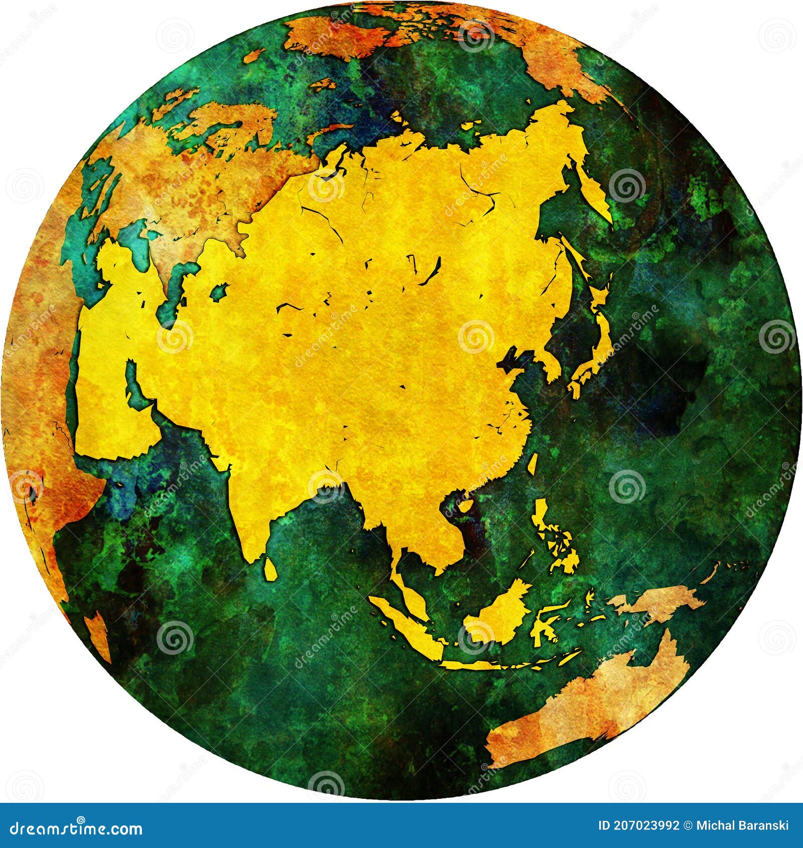 Asia on globe map stock illustration. Illustration of country - 207023992