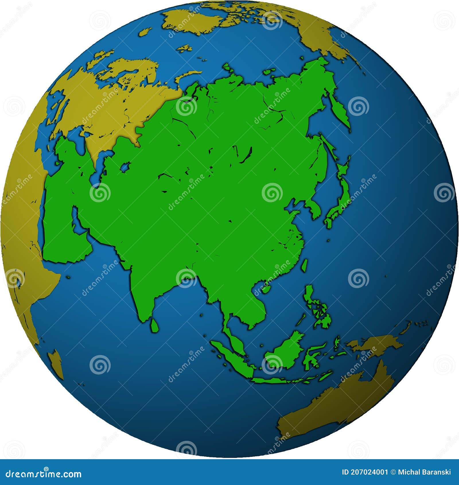 Asia on globe map stock illustration. Illustration of rust - 207024001